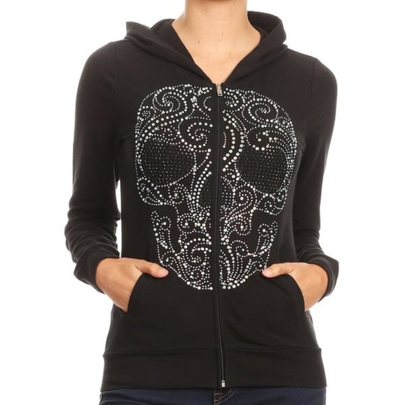 LA Bus Stop | Jackets & Coats | Nwt Womens Hoodie Wrhinestone ...